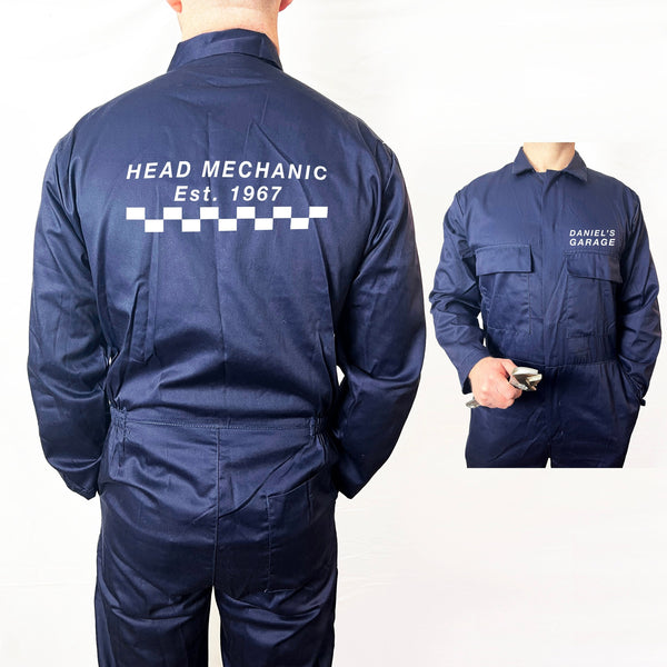 Personalised Head Mechanic, Car Garage Overalls - Husband - Gift for ...